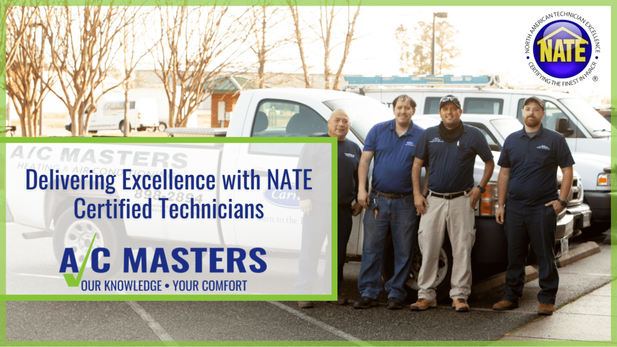 Delivering Excellence TO HAMPTON ROADS with NATE Certified Technicians